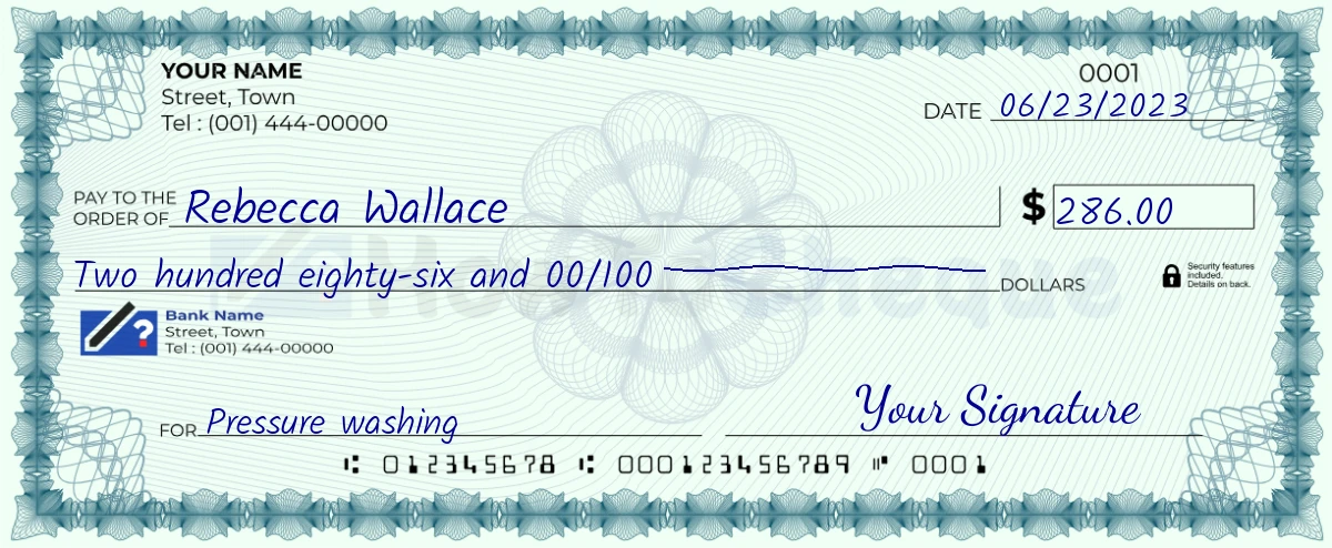 $286 Check - How to Write a Check for 286 Dollars?