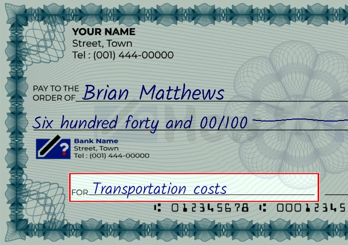 $640 Check - How to Write a Check for 640 Dollars?