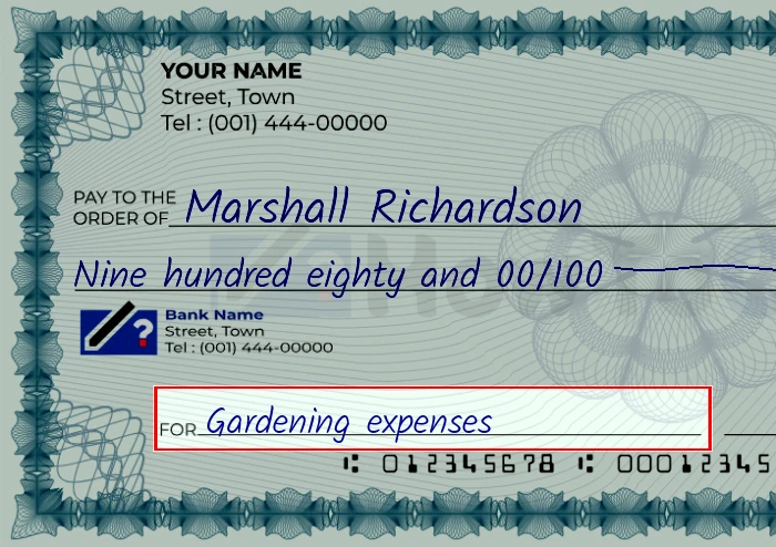 $980 Check - How to Write a Check for 980 Dollars?